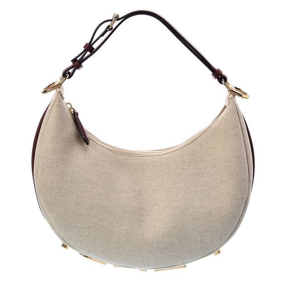 Fendi | Bags | Fendi Fendigraphy Small Canvas Leather Hobo Bag White ...